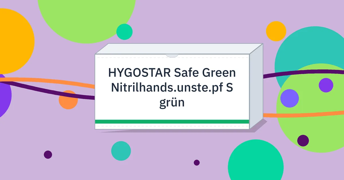 Symbolbild: Packung mit der Aufschrift HYGOSTAR Safe Green Nitrilhands.unste.pf S grün (PZN 20774459) – Verfügbarkeit und Bezug in Apotheken in Frankfurt am Main
