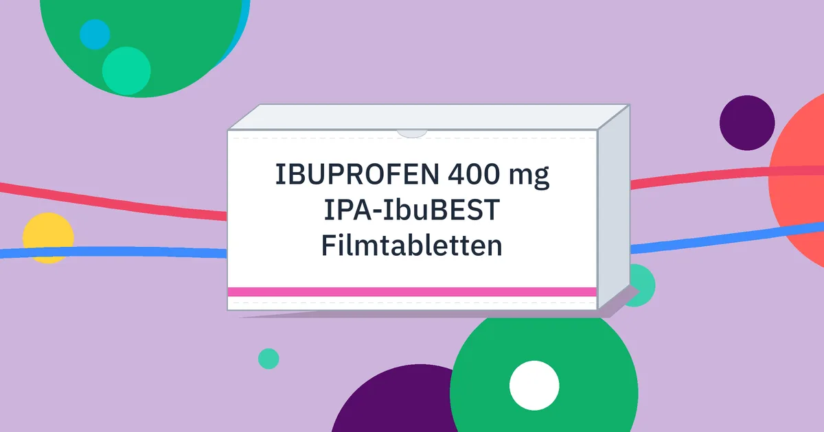 Symbolbild: Packung mit der Aufschrift IBUPROFEN 400 mg IPA-IbuBEST Filmtabletten (PZN 14329028) – Verfügbarkeit und Bezug in Apotheken in Frankfurt am Main