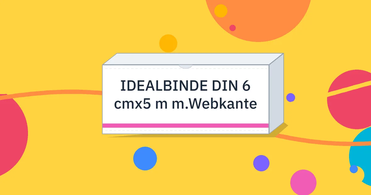 Symbolbild: Packung mit der Aufschrift IDEALBINDE DIN 6 cmx5 m m.Webkante (PZN 01720251) – Verfügbarkeit und Bezug in Apotheken in Frankfurt am Main