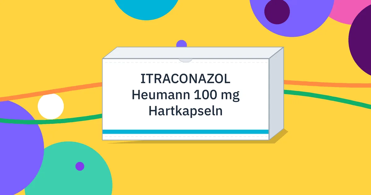 Symbolbild: Packung mit der Aufschrift ITRACONAZOL Heumann 100 mg Hartkapseln (PZN 00236961) – Verfügbarkeit und Bezug in Apotheken in Frankfurt am Main