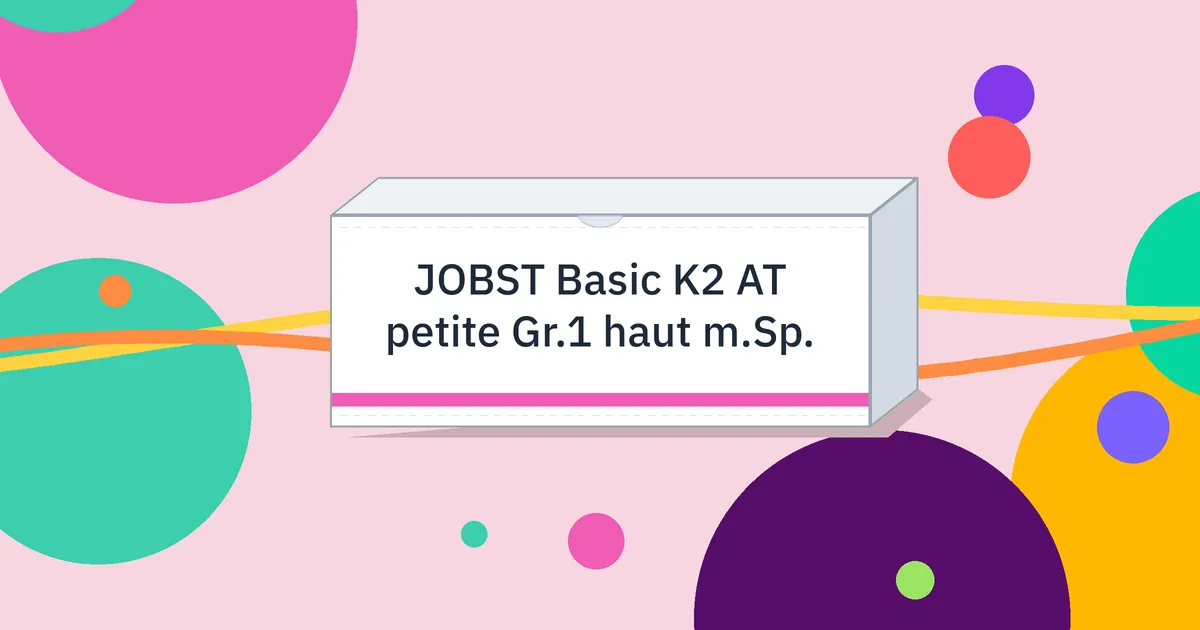 Symbolbild: Packung mit der Aufschrift JOBST Basic K2 AT petite Gr.1 haut m.Sp. (PZN 13060423) – Verfügbarkeit und Bezug in Apotheken in Frankfurt am Main