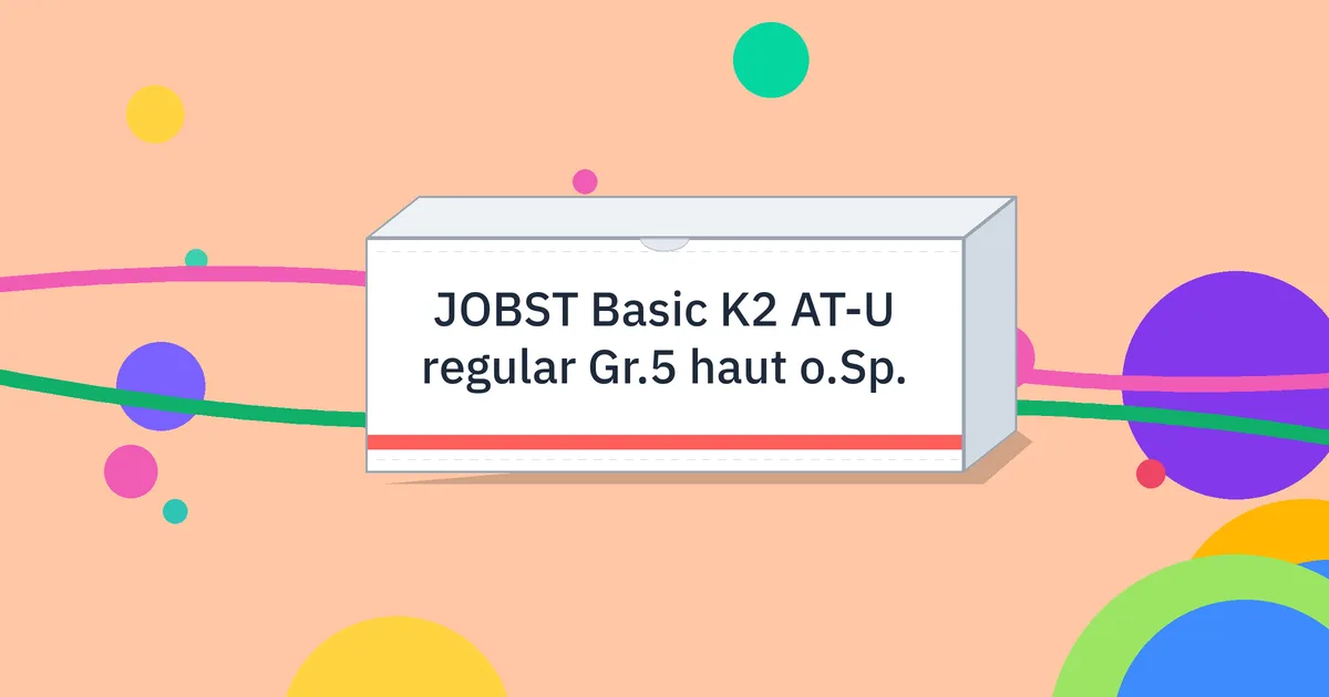 Symbolbild: Packung mit der Aufschrift JOBST Basic K2 AT-U regular Gr.5 haut o.Sp. (PZN 13060825) – Verfügbarkeit und Bezug in Apotheken in Frankfurt am Main