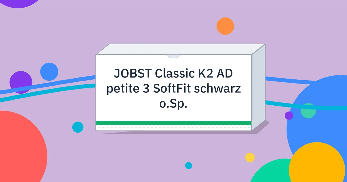 Symbolbild: Packung mit der Aufschrift JOBST Classic K2 AD petite 3 SoftFit schwarz o.Sp. (PZN 14222508) – Verfügbarkeit und Bezug in Apotheken in Frankfurt am Main