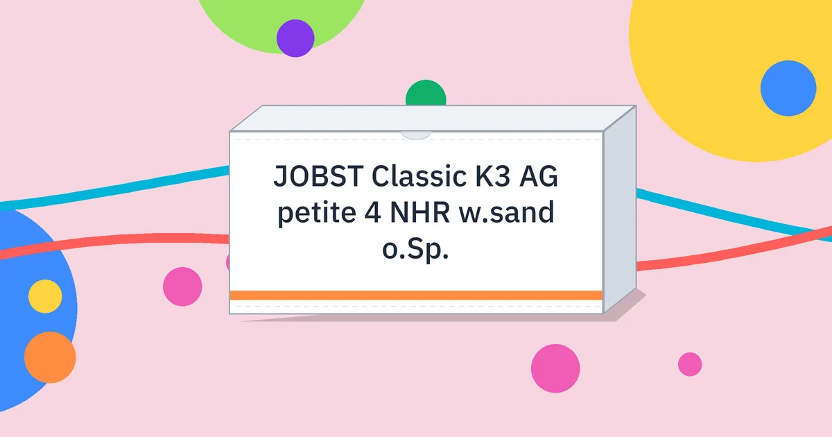Symbolbild: Packung mit der Aufschrift JOBST Classic K3 AG petite 4 NHR w.sand o.Sp. (PZN 13073124) – Verfügbarkeit und Bezug in Apotheken in Frankfurt am Main
