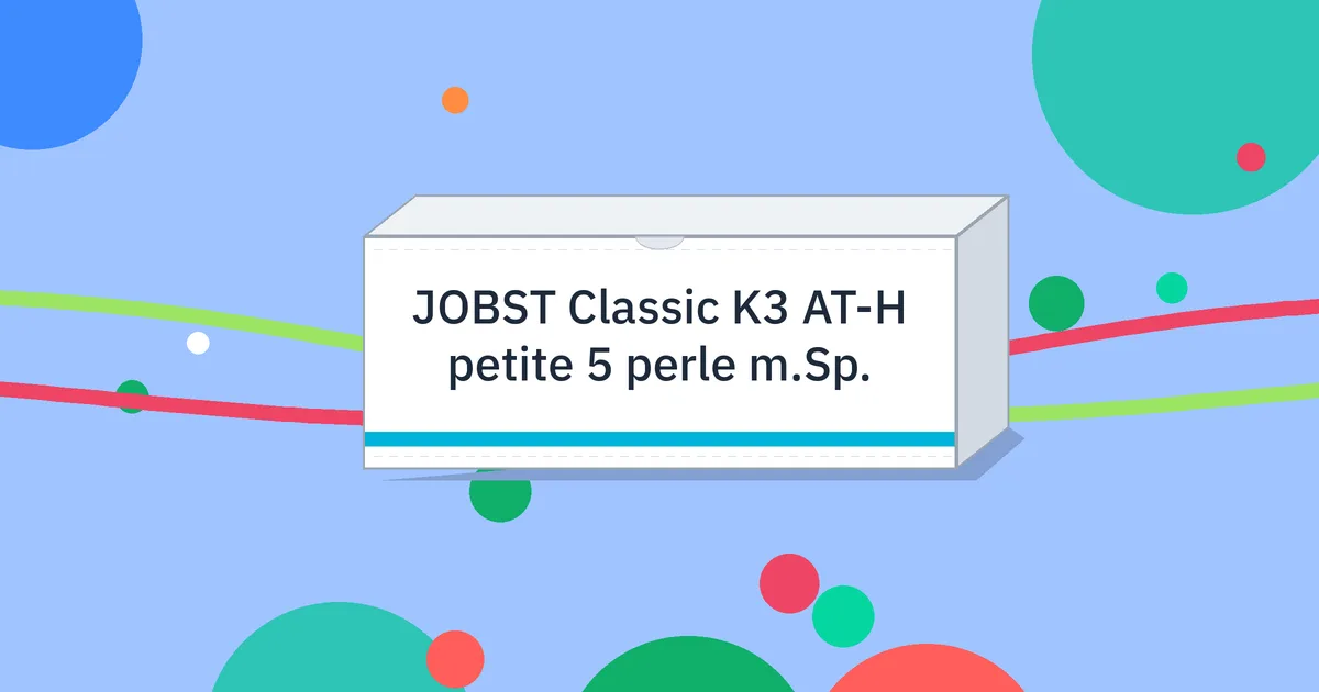 Symbolbild: Packung mit der Aufschrift JOBST Classic K3 AT-H petite 5 perle m.Sp. (PZN 13076677) – Verfügbarkeit und Bezug in Apotheken in Frankfurt am Main