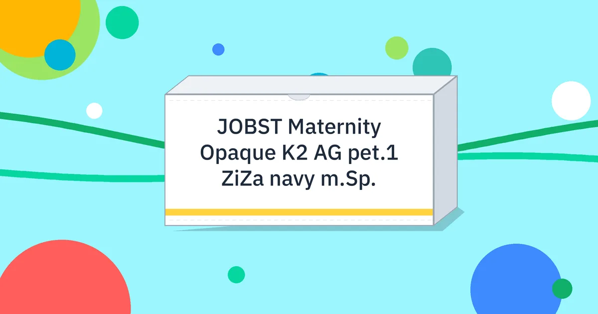 Symbolbild: Packung mit der Aufschrift JOBST Maternity Opaque K2 AG pet.1 ZiZa navy m.Sp. (PZN 15860783) – Verfügbarkeit und Bezug in Apotheken in Frankfurt am Main