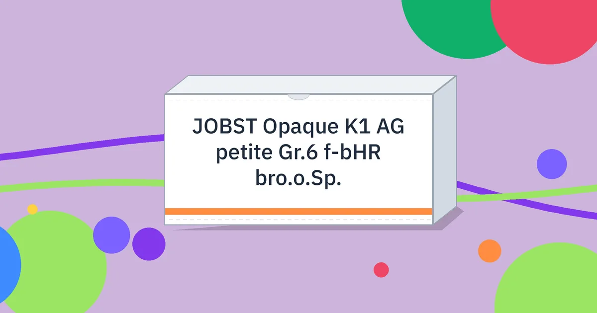 Symbolbild: Packung mit der Aufschrift JOBST Opaque K1 AG petite Gr.6 f-bHR bro.o.Sp. (PZN 13087385) – Verfügbarkeit und Bezug in Apotheken in Frankfurt am Main