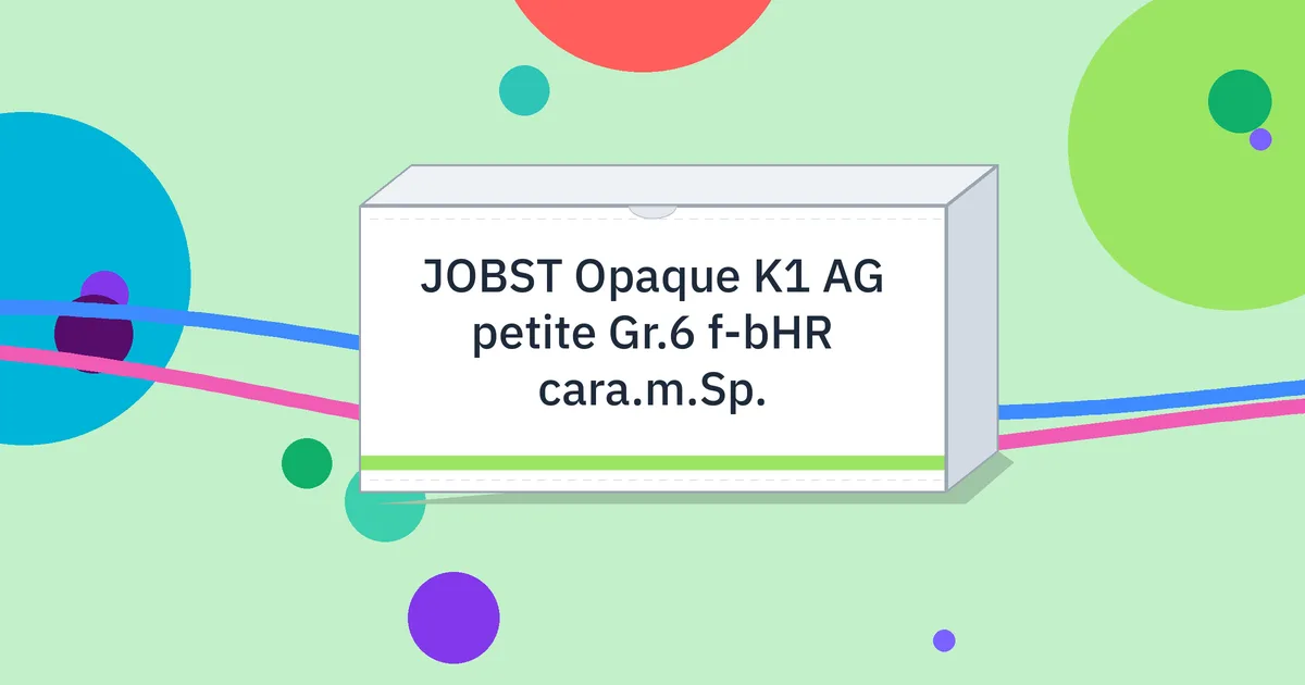 Symbolbild: Packung mit der Aufschrift JOBST Opaque K1 AG petite Gr.6 f-bHR cara.m.Sp. (PZN 13083536) – Verfügbarkeit und Bezug in Apotheken in Frankfurt am Main
