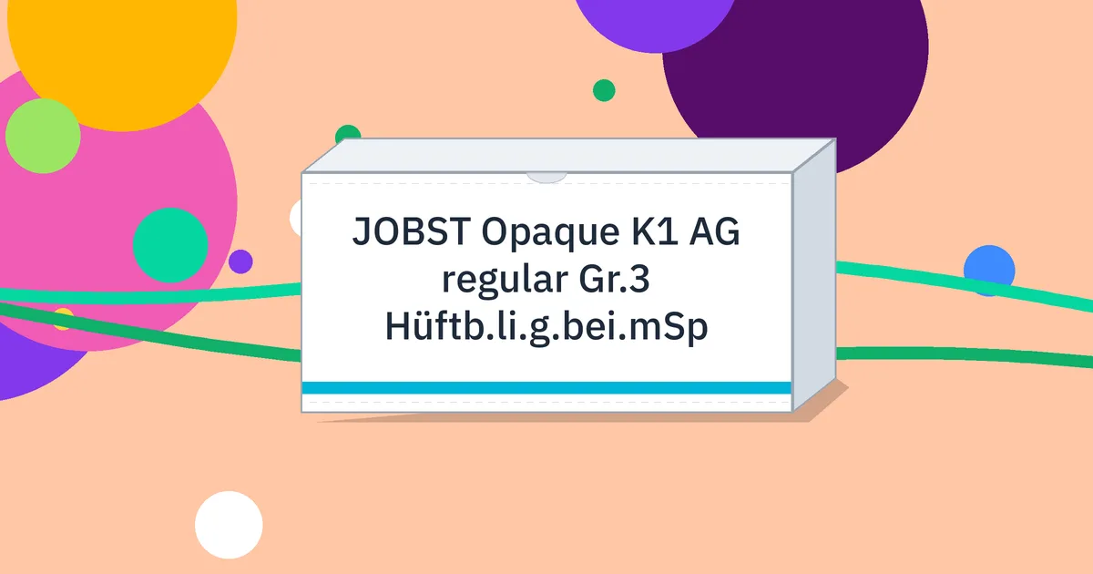 Symbolbild: Packung mit der Aufschrift JOBST Opaque K1 AG regular Gr.3 Hüftb.li.g.bei.mSp (PZN 16272284) – Verfügbarkeit und Bezug in Apotheken in Frankfurt am Main