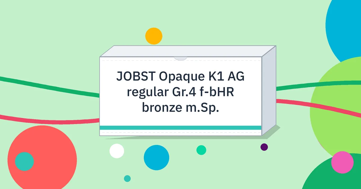 Symbolbild: Packung mit der Aufschrift JOBST Opaque K1 AG regular Gr.4 f-bHR bronze m.Sp. (PZN 13090499) – Verfügbarkeit und Bezug in Apotheken in Frankfurt am Main