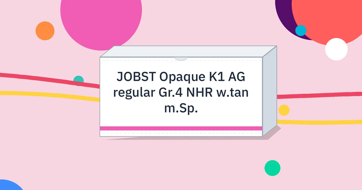 Symbolbild: Packung mit der Aufschrift JOBST Opaque K1 AG regular Gr.4 NHR w.tan m.Sp. (PZN 16266616) – Verfügbarkeit und Bezug in Apotheken in Frankfurt am Main