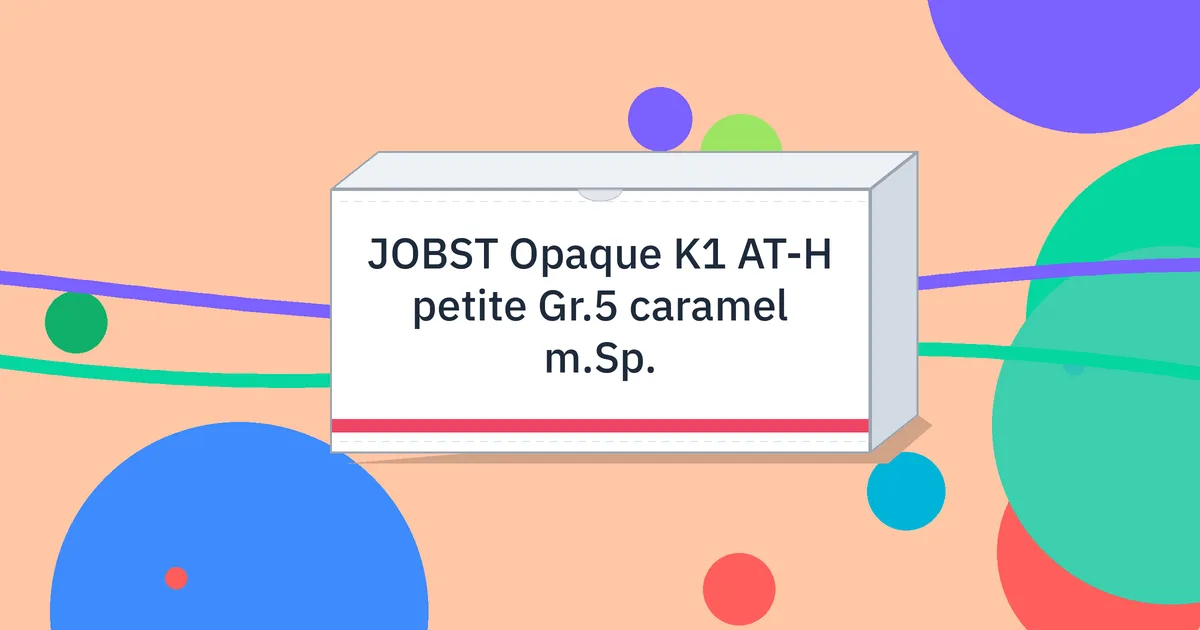 Symbolbild: Packung mit der Aufschrift JOBST Opaque K1 AT-H petite Gr.5 caramel m.Sp. (PZN 13101889) – Verfügbarkeit und Bezug in Apotheken in Frankfurt am Main