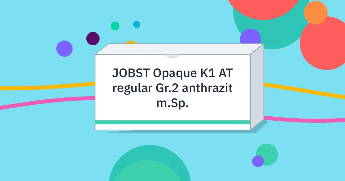 Symbolbild: Packung mit der Aufschrift JOBST Opaque K1 AT regular Gr.2 anthrazit m.Sp. (PZN 16274142) – Verfügbarkeit und Bezug in Apotheken in Frankfurt am Main