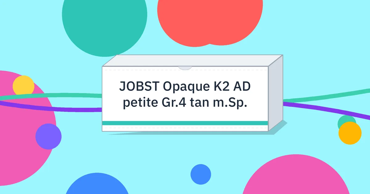 Symbolbild: Packung mit der Aufschrift JOBST Opaque K2 AD petite Gr.4 tan m.Sp. (PZN 16278878) – Verfügbarkeit und Bezug in Apotheken in Frankfurt am Main