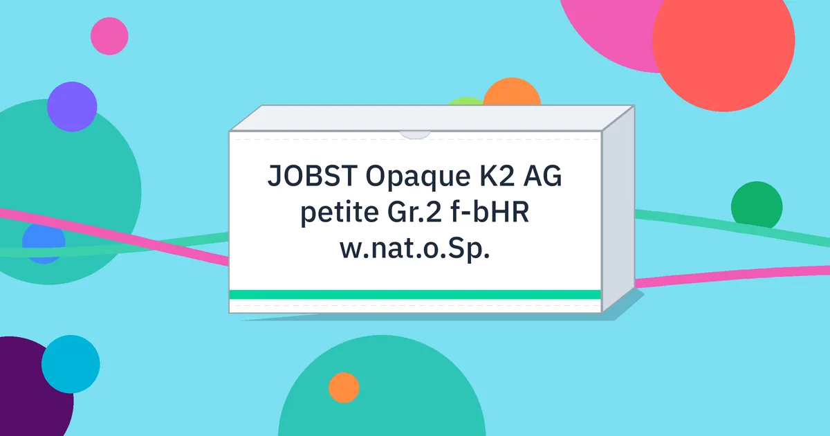 Symbolbild: Packung mit der Aufschrift JOBST Opaque K2 AG petite Gr.2 f-bHR w.nat.o.Sp. (PZN 11255565) – Verfügbarkeit und Bezug in Apotheken in Frankfurt am Main