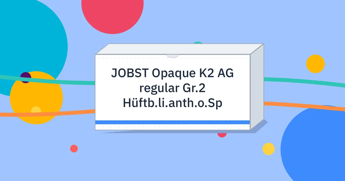 Symbolbild: Packung mit der Aufschrift JOBST Opaque K2 AG regular Gr.2 Hüftb.li.anth.o.Sp (PZN 16287593) – Verfügbarkeit und Bezug in Apotheken in Frankfurt am Main