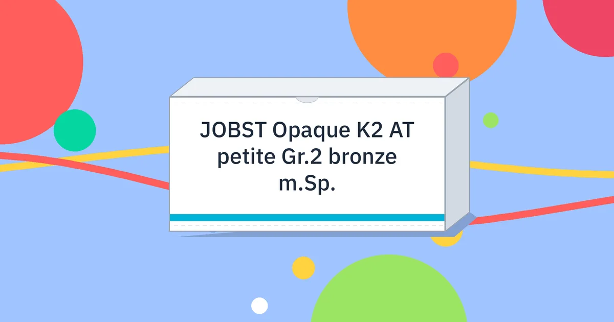 Symbolbild: Packung mit der Aufschrift JOBST Opaque K2 AT petite Gr.2 bronze m.Sp. (PZN 13119381) – Verfügbarkeit und Bezug in Apotheken in Frankfurt am Main