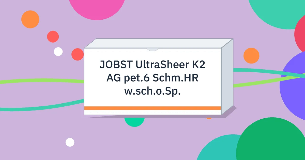 Symbolbild: Packung mit der Aufschrift JOBST UltraSheer K2 AG pet.6 Schm.HR w.sch.o.Sp. (PZN 11265144) – Verfügbarkeit und Bezug in Apotheken in Frankfurt am Main