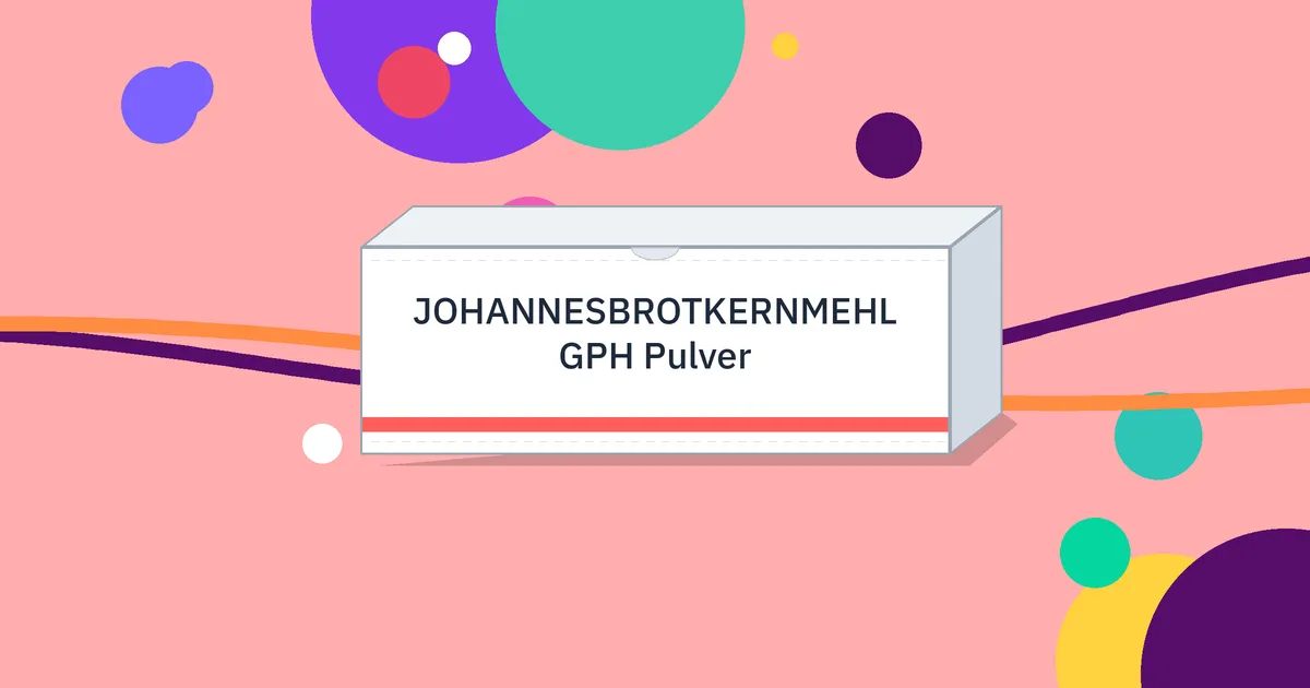 Symbolbild: Packung mit der Aufschrift JOHANNESBROTKERNMEHL GPH Pulver (PZN 10554892) – Verfügbarkeit und Bezug in Apotheken in Frankfurt am Main