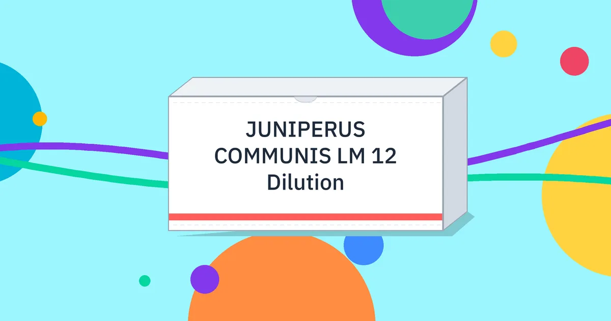 Symbolbild: Packung mit der Aufschrift JUNIPERUS COMMUNIS LM 12 Dilution (PZN 13564649) – Verfügbarkeit und Bezug in Apotheken in Frankfurt am Main