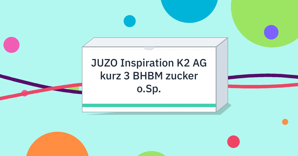 Symbolbild: Packung mit der Aufschrift JUZO Inspiration K2 AG kurz 3 BHBM zucker o.Sp. (PZN 14877089) – Verfügbarkeit und Bezug in Apotheken in Frankfurt am Main