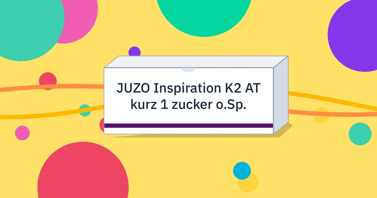 Symbolbild: Packung mit der Aufschrift JUZO Inspiration K2 AT kurz 1 zucker o.Sp. (PZN 14930659) – Verfügbarkeit und Bezug in Apotheken in Frankfurt am Main