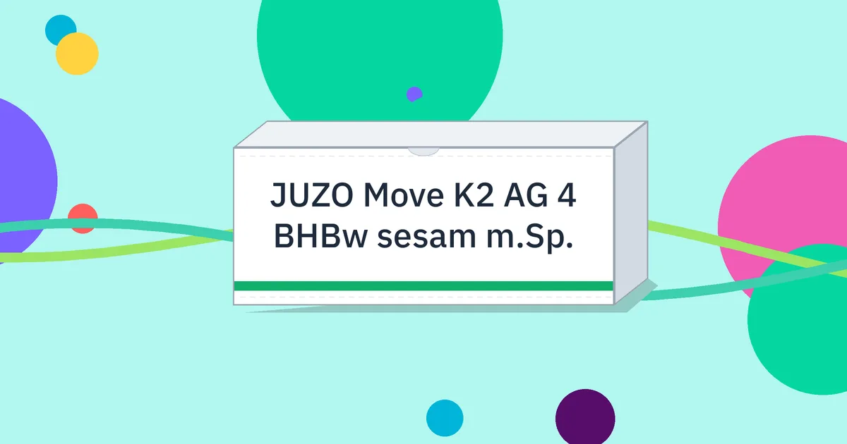 Symbolbild: Packung mit der Aufschrift JUZO Move K2 AG 4 BHBw sesam m.Sp. (PZN 18524494) – Verfügbarkeit und Bezug in Apotheken in Frankfurt am Main