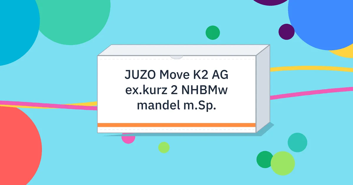 Symbolbild: Packung mit der Aufschrift JUZO Move K2 AG ex.kurz 2 NHBMw mandel m.Sp. (PZN 16644426) – Verfügbarkeit und Bezug in Apotheken in Frankfurt am Main