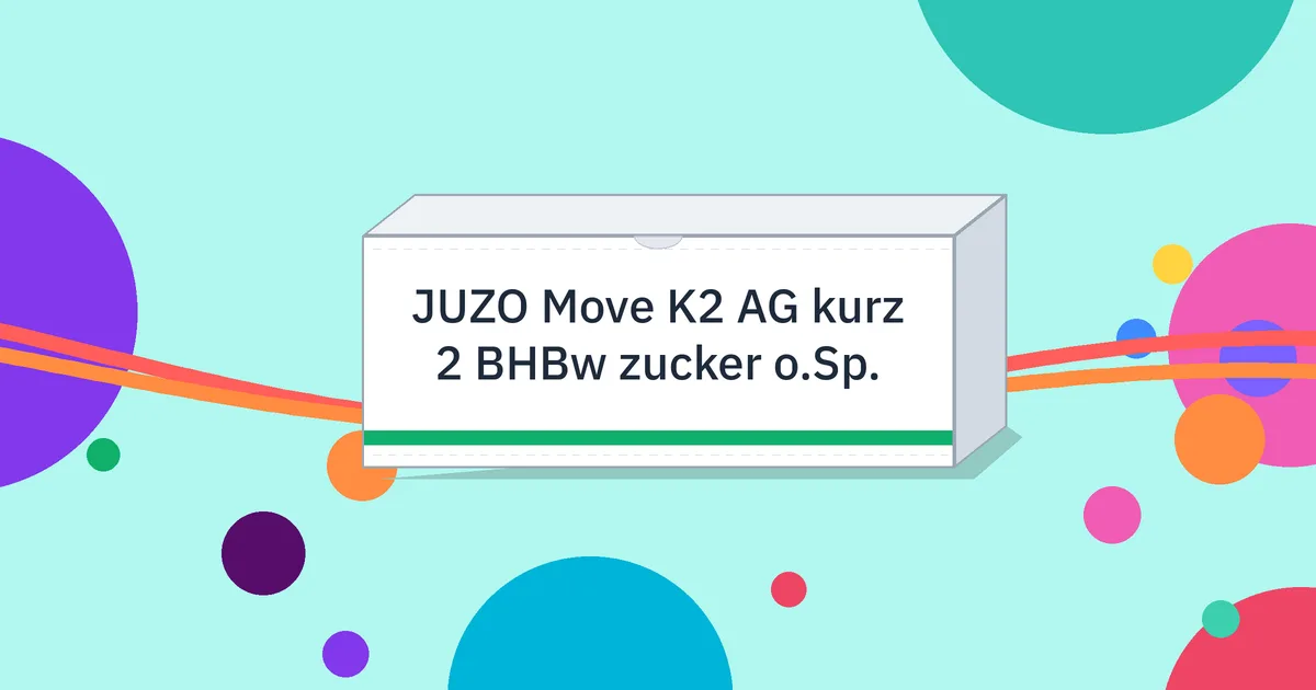 Symbolbild: Packung mit der Aufschrift JUZO Move K2 AG kurz 2 BHBw zucker o.Sp. (PZN 18530224) – Verfügbarkeit und Bezug in Apotheken in Frankfurt am Main