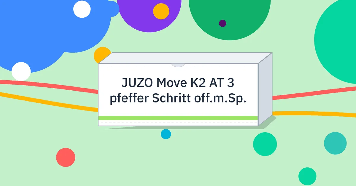 Symbolbild: Packung mit der Aufschrift JUZO Move K2 AT 3 pfeffer Schritt off.m.Sp. (PZN 20668065) – Verfügbarkeit und Bezug in Apotheken in Frankfurt am Main