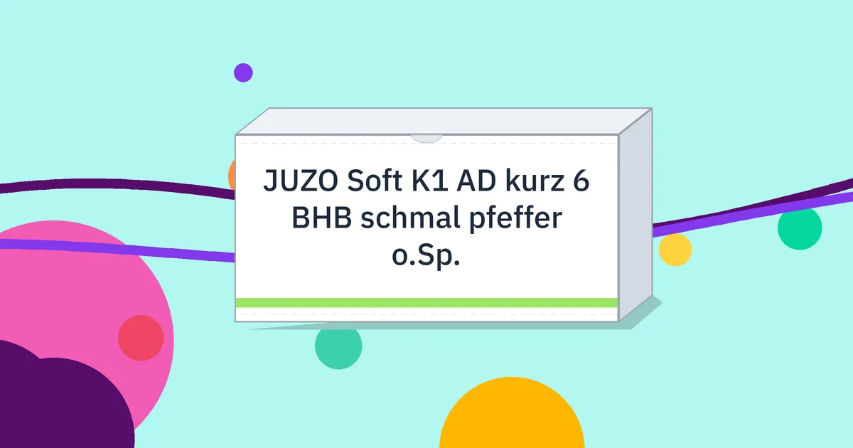 Symbolbild: Packung mit der Aufschrift JUZO Soft K1 AD kurz 6 BHB schmal pfeffer o.Sp. (PZN 15463533) – Verfügbarkeit und Bezug in Apotheken in Frankfurt am Main