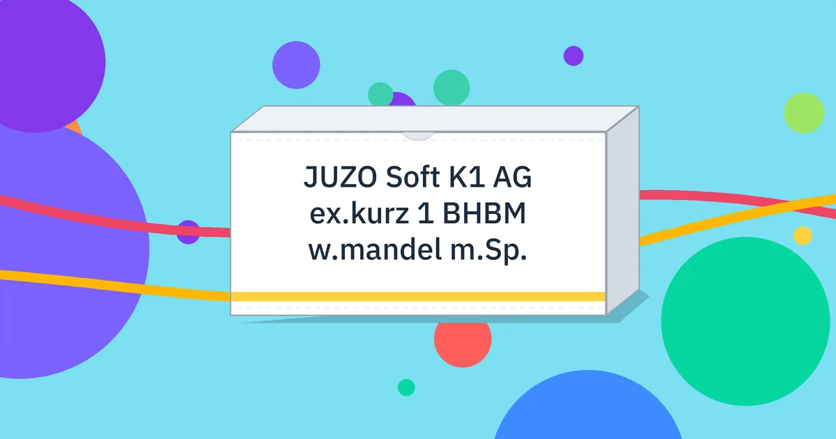Symbolbild: Packung mit der Aufschrift JUZO Soft K1 AG ex.kurz 1 BHBM w.mandel m.Sp. (PZN 14864365) – Verfügbarkeit und Bezug in Apotheken in Frankfurt am Main