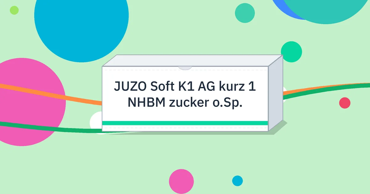 Symbolbild: Packung mit der Aufschrift JUZO Soft K1 AG kurz 1 NHBM zucker o.Sp. (PZN 14996233) – Verfügbarkeit und Bezug in Apotheken in Frankfurt am Main