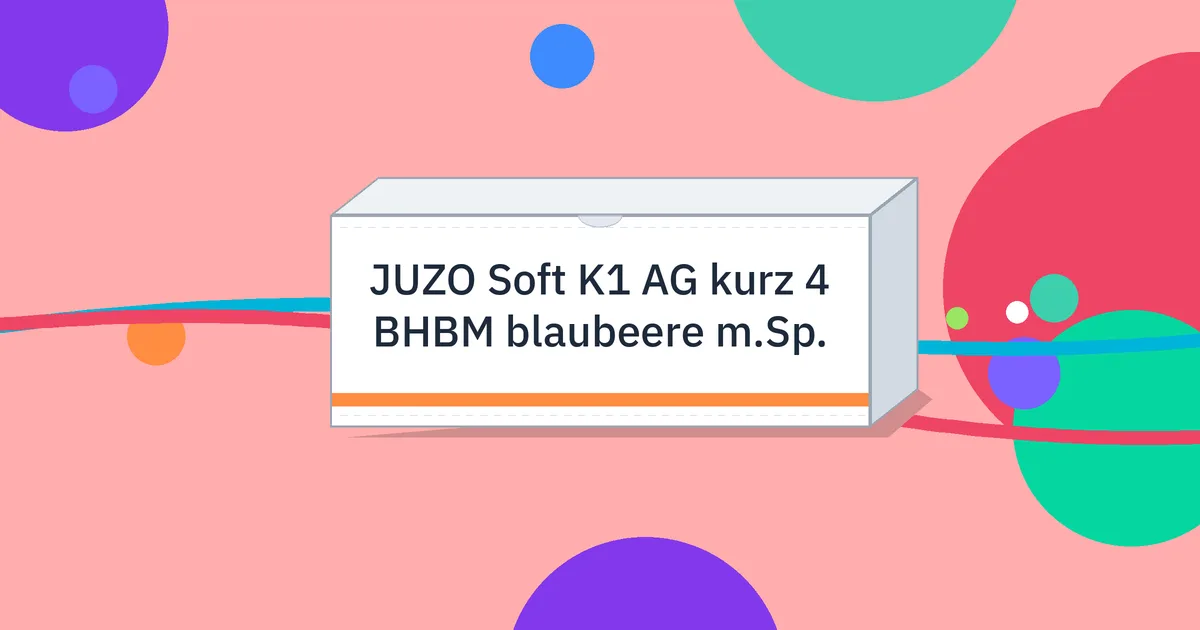 Symbolbild: Packung mit der Aufschrift JUZO Soft K1 AG kurz 4 BHBM blaubeere m.Sp. (PZN 14855774) – Verfügbarkeit und Bezug in Apotheken in Frankfurt am Main