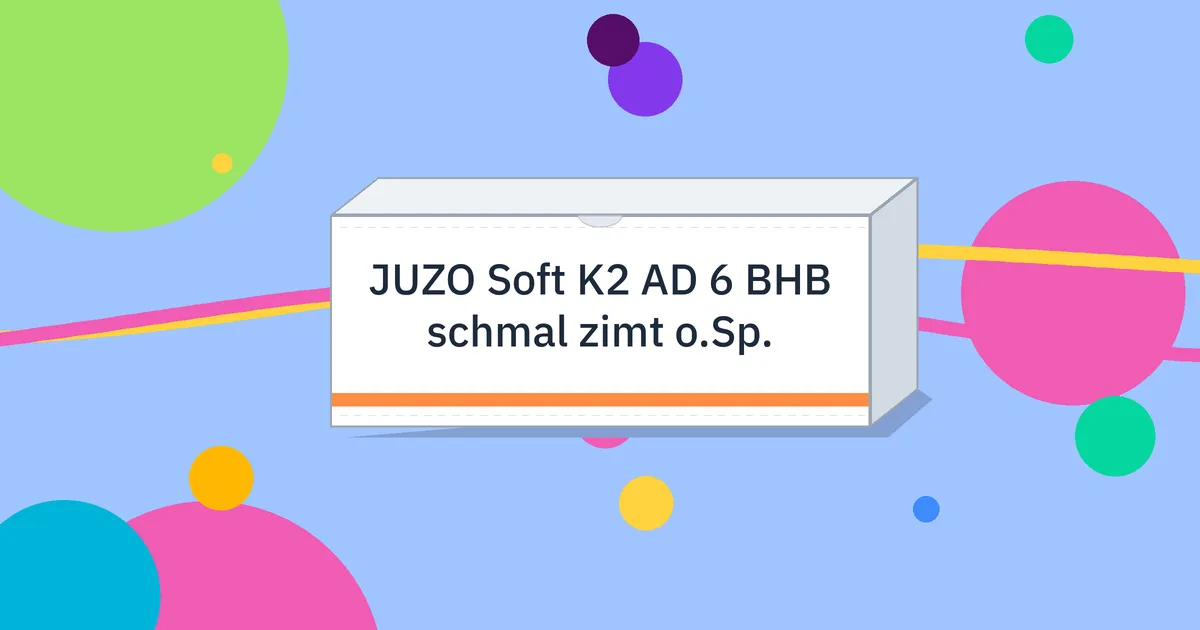 Symbolbild: Packung mit der Aufschrift JUZO Soft K2 AD 6 BHB schmal zimt o.Sp. (PZN 15466980) – Verfügbarkeit und Bezug in Apotheken in Frankfurt am Main