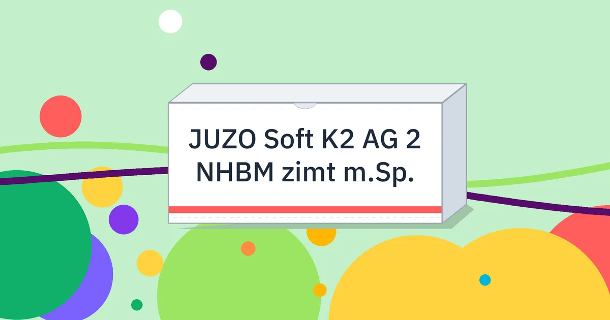 Symbolbild: Packung mit der Aufschrift JUZO Soft K2 AG 2 NHBM zimt m.Sp. (PZN 15018514) – Verfügbarkeit und Bezug in Apotheken in Frankfurt am Main