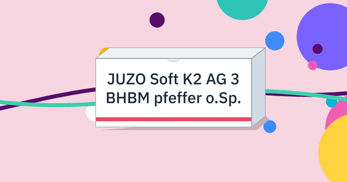 Symbolbild: Packung mit der Aufschrift JUZO Soft K2 AG 3 BHBM pfeffer o.Sp. (PZN 14860746) – Verfügbarkeit und Bezug in Apotheken in Frankfurt am Main