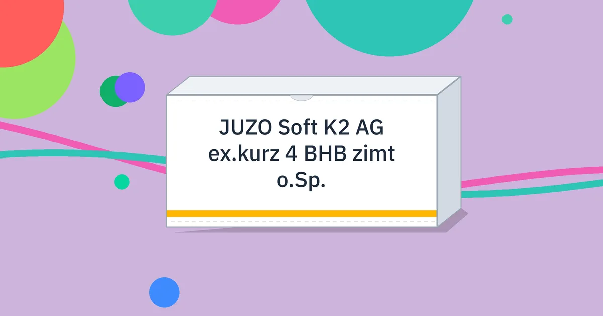 Symbolbild: Packung mit der Aufschrift JUZO Soft K2 AG ex.kurz 4 BHB zimt o.Sp. (PZN 14828085) – Verfügbarkeit und Bezug in Apotheken in Frankfurt am Main