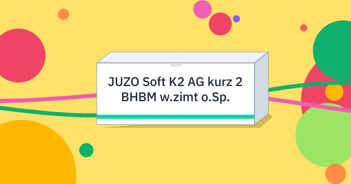 Symbolbild: Packung mit der Aufschrift JUZO Soft K2 AG kurz 2 BHBM w.zimt o.Sp. (PZN 14869351) – Verfügbarkeit und Bezug in Apotheken in Frankfurt am Main