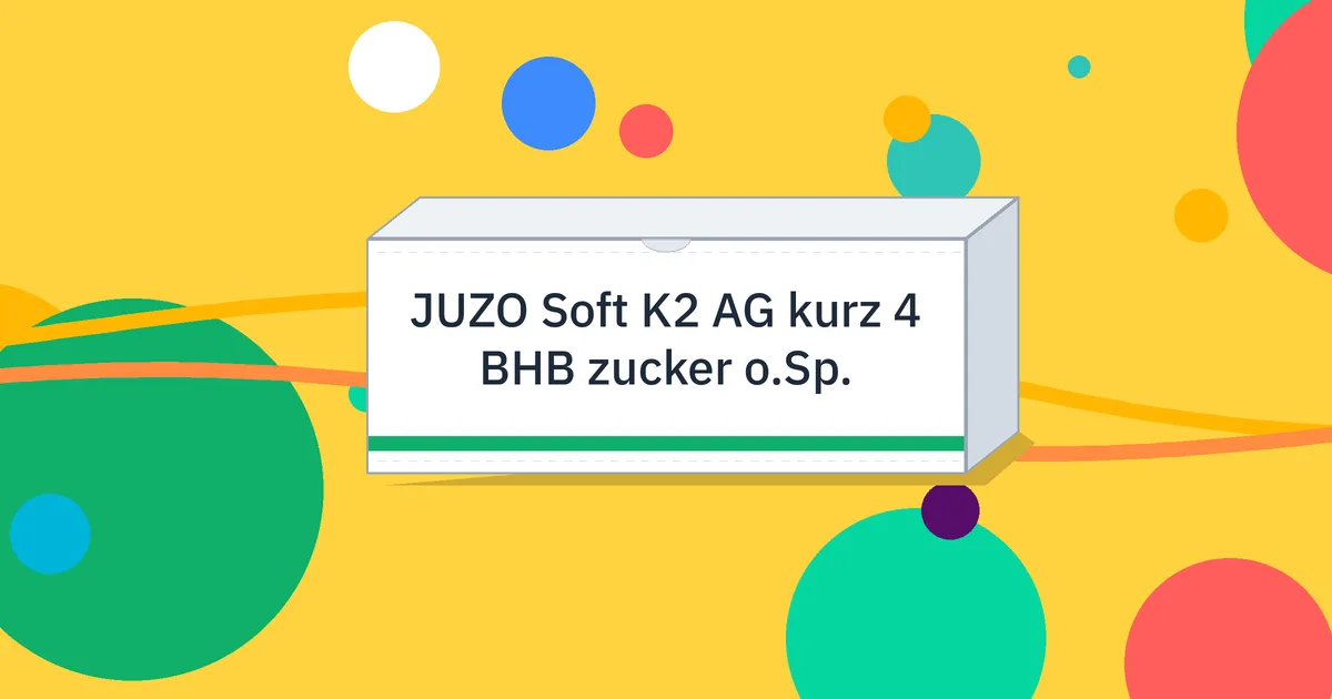 Symbolbild: Packung mit der Aufschrift JUZO Soft K2 AG kurz 4 BHB zucker o.Sp. (PZN 14826548) – Verfügbarkeit und Bezug in Apotheken in Frankfurt am Main