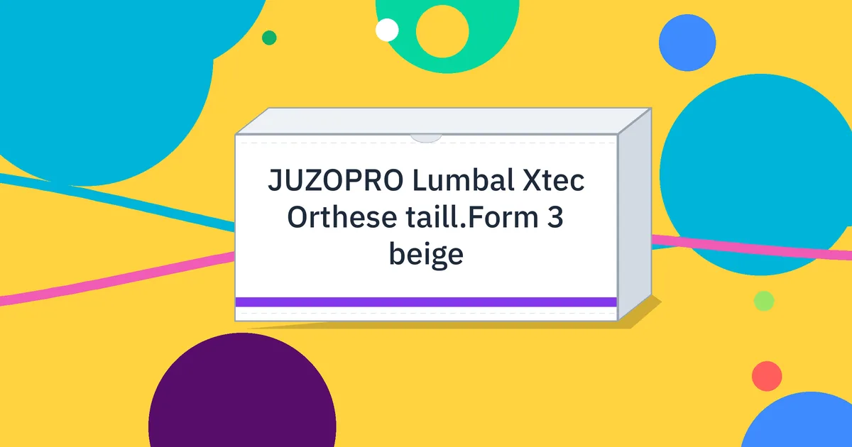 Symbolbild: Packung mit der Aufschrift JUZOPRO Lumbal Xtec Orthese taill.Form 3 beige (PZN 16498195) – Verfügbarkeit und Bezug in Apotheken in Frankfurt am Main
