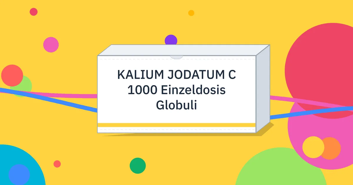 Symbolbild: Packung mit der Aufschrift KALIUM JODATUM C 1000 Einzeldosis Globuli (PZN 03033968) – Verfügbarkeit und Bezug in Apotheken in Frankfurt am Main