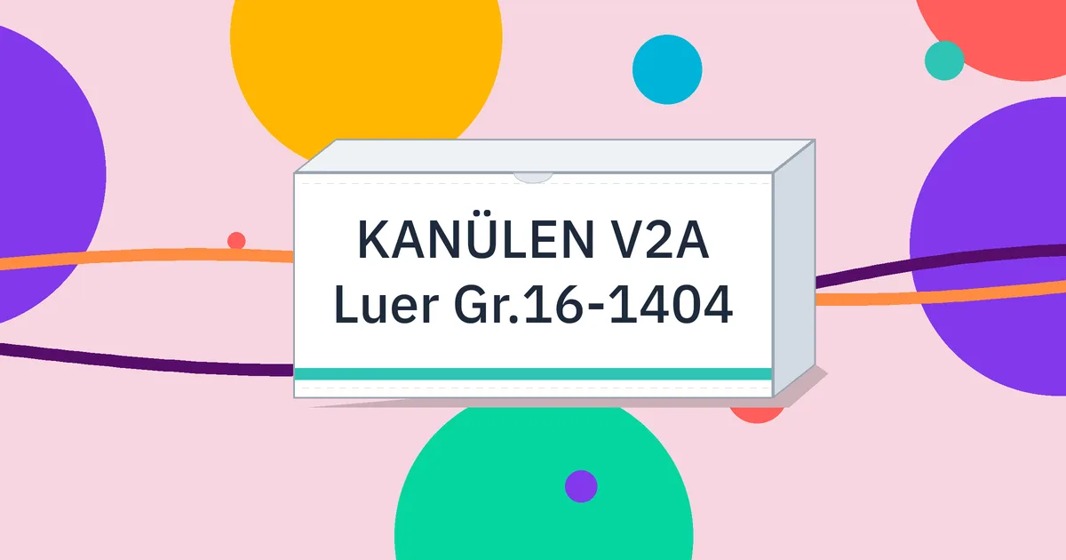 Symbolbild: Packung mit der Aufschrift KANÜLEN V2A Luer Gr.16-1404 (PZN 02439711) – Verfügbarkeit und Bezug in Apotheken in Frankfurt am Main