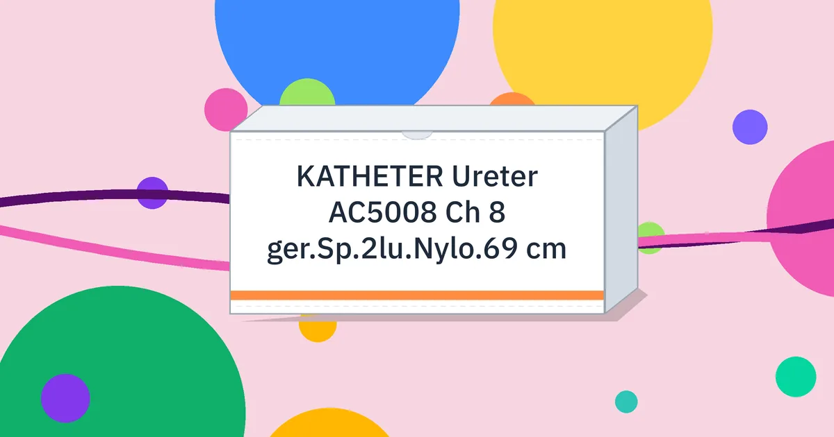 Symbolbild: Packung mit der Aufschrift KATHETER Ureter AC5008 Ch 8 ger.Sp.2lu.Nylo.69 cm (PZN 00153838) – Verfügbarkeit und Bezug in Apotheken in Frankfurt am Main