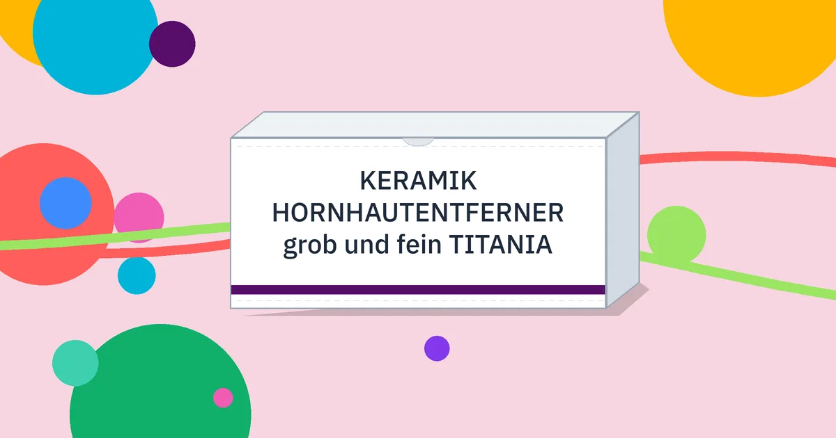 Symbolbild: Packung mit der Aufschrift KERAMIK HORNHAUTENTFERNER grob und fein TITANIA (PZN 06457605) – Verfügbarkeit und Bezug in Apotheken in Frankfurt am Main