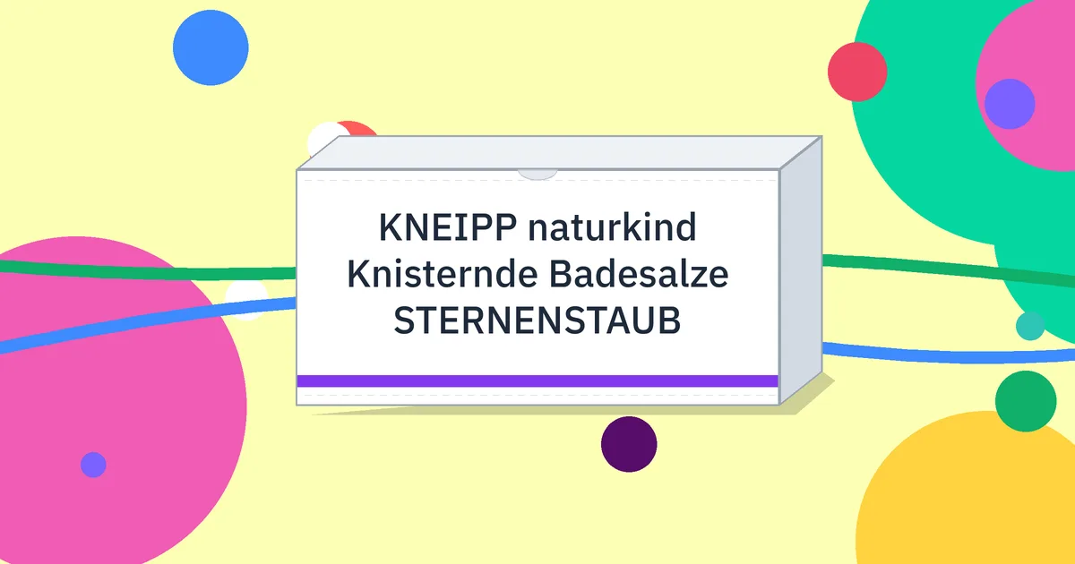 Symbolbild: Packung mit der Aufschrift KNEIPP naturkind Knisternde Badesalze STERNENSTAUB (PZN 17839066) – Verfügbarkeit und Bezug in Apotheken in Frankfurt am Main