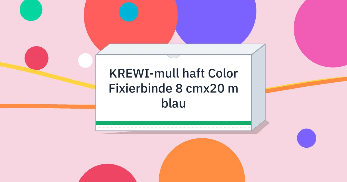 Symbolbild: Packung mit der Aufschrift KREWI-mull haft Color Fixierbinde 8 cmx20 m blau (PZN 11338736) – Verfügbarkeit und Bezug in Apotheken in Frankfurt am Main