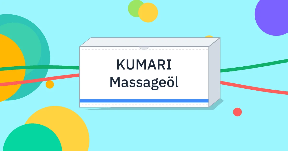 Symbolbild: Packung mit der Aufschrift KUMARI Massageöl (PZN 16357566) – Verfügbarkeit und Bezug in Apotheken in Frankfurt am Main