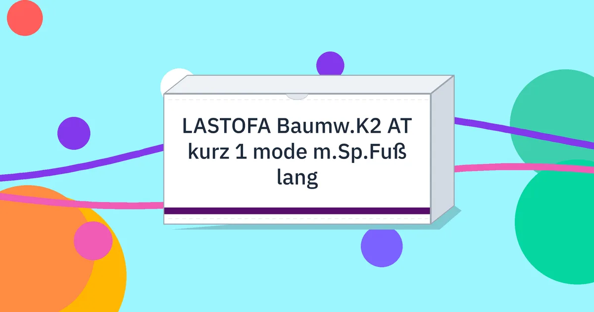 Symbolbild: Packung mit der Aufschrift LASTOFA Baumw.K2 AT kurz 1 mode m.Sp.Fuß lang (PZN 01951217) – Verfügbarkeit und Bezug in Apotheken in Frankfurt am Main