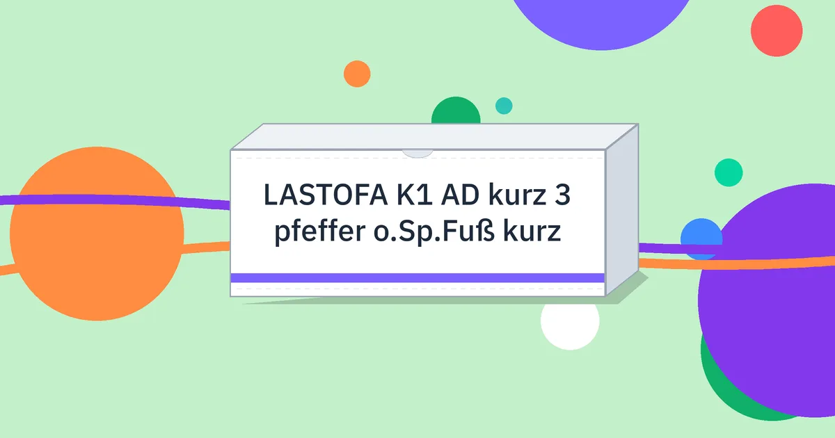 Symbolbild: Packung mit der Aufschrift LASTOFA K1 AD kurz 3 pfeffer o.Sp.Fuß kurz (PZN 13787237) – Verfügbarkeit und Bezug in Apotheken in Frankfurt am Main